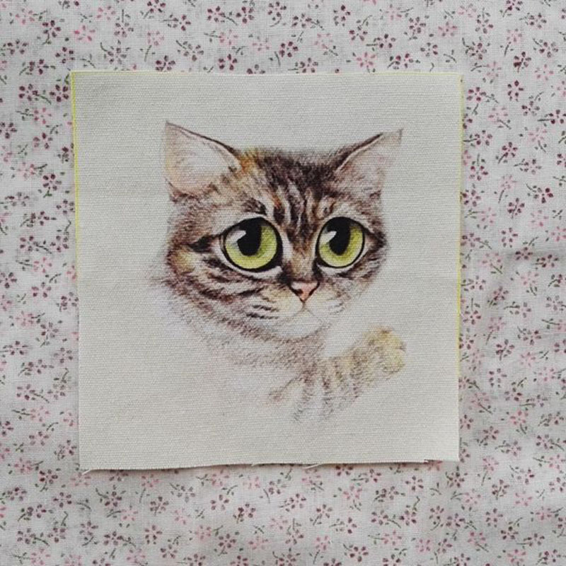 Diy 12X12Cm Kat Patroon Hand Geverfd Katoen Canvas... – Grandado