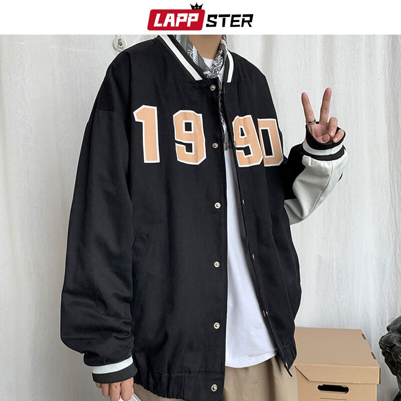 LAPPSTER Men 1990 Print Baseball Jackets Coats Jap... – Grandado