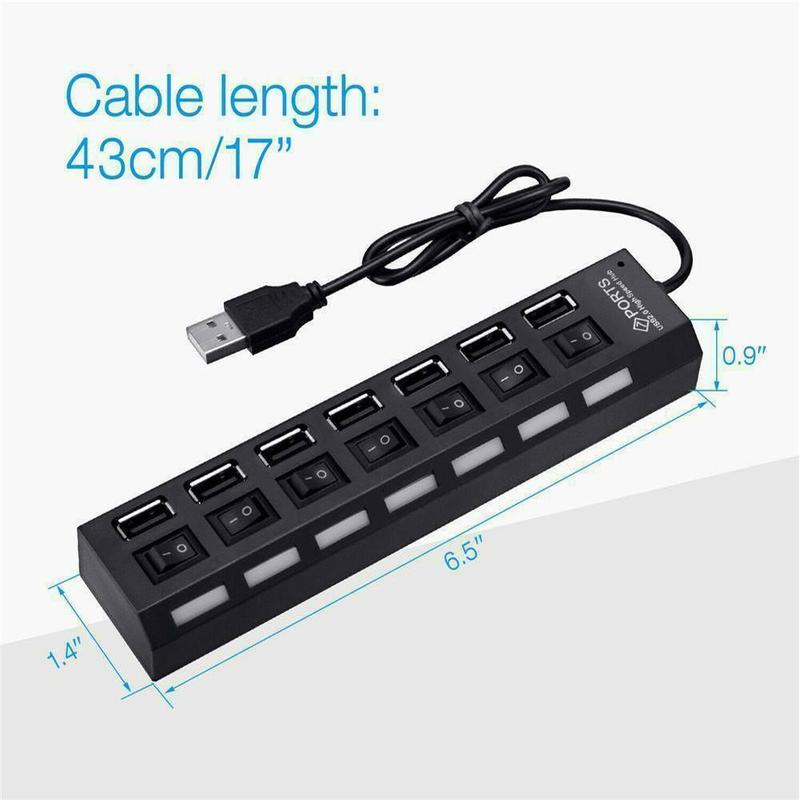 7 Port High Speed Usb 2.0 Hub Led Adapter Hub Aan/... – Vicedeal