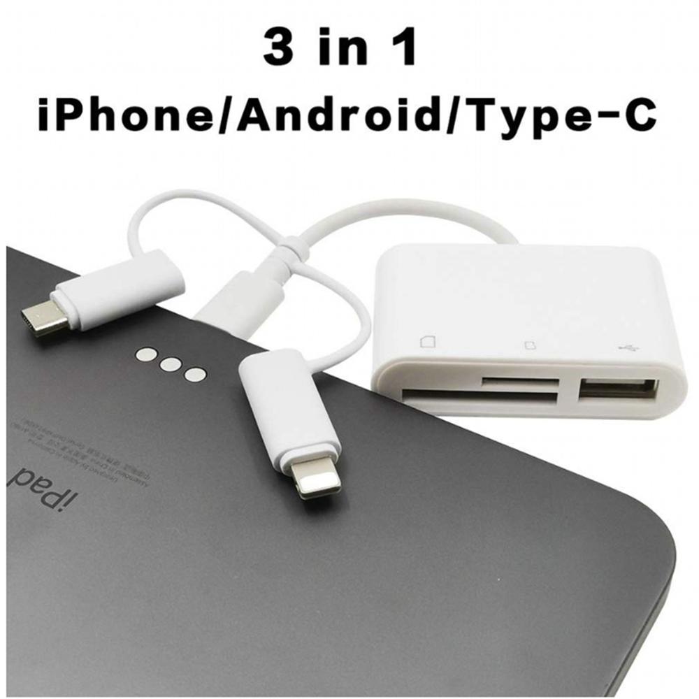 3 in 1 Multi Adapter Lightning/Type-C/OTG Card Rea... – Vicedeal