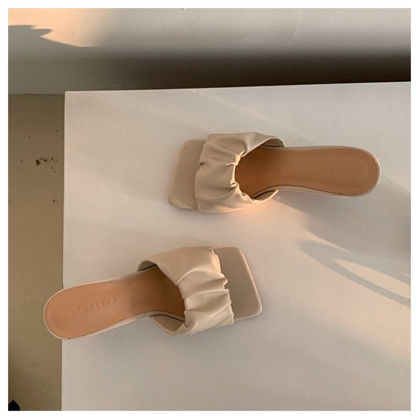 Square Toe Thin High Heel Slippers Women Sandals S... – Vicedeal