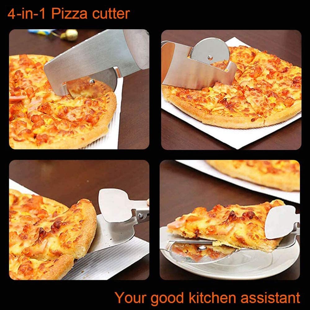 4In1 Pizza Cutter Stainless Steel Pizza Knife Cake... – Grandado