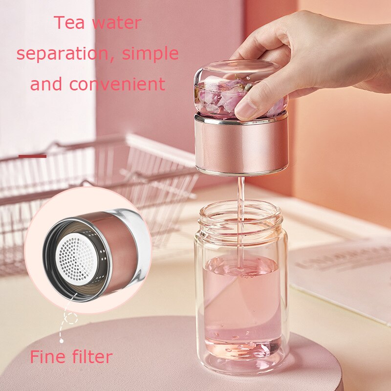 280ML Double Wall Glass Water Bottles Tea Infuser ... – Grandado
