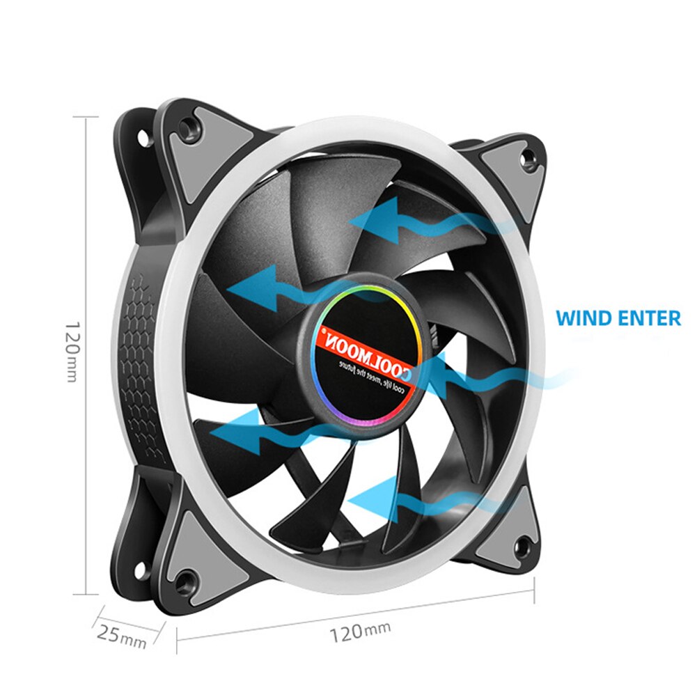 Cooling Fan RGB Adjustable speed Adjust DC 12V Lar... – Vicedeal