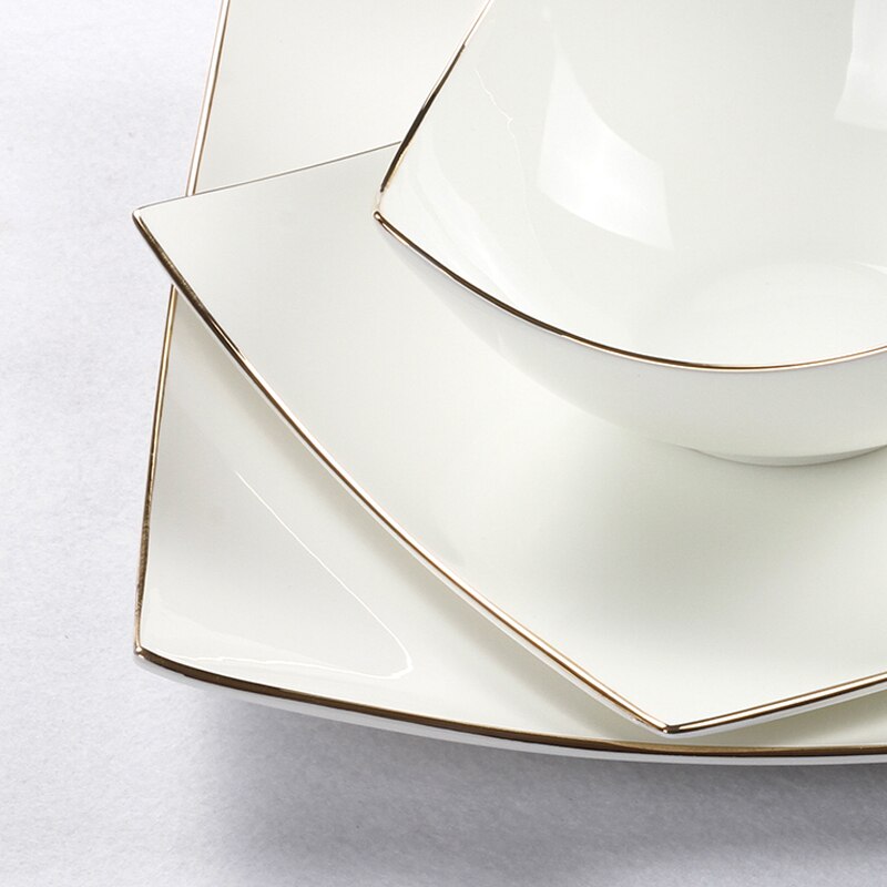 European Bone China Square Dining Plate Soup Bowls... – Grandado