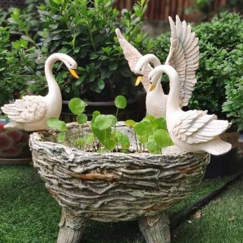 Resin Swan Ornament Micro Landscape Rockery Furnis... – Grandado
