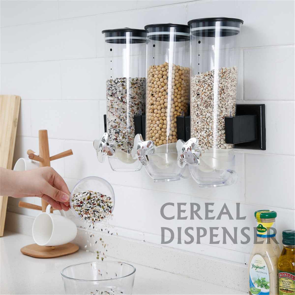 Space-Granola-Dispenser-Wall-Nuts-Dispenser-Triple... – Grandado
