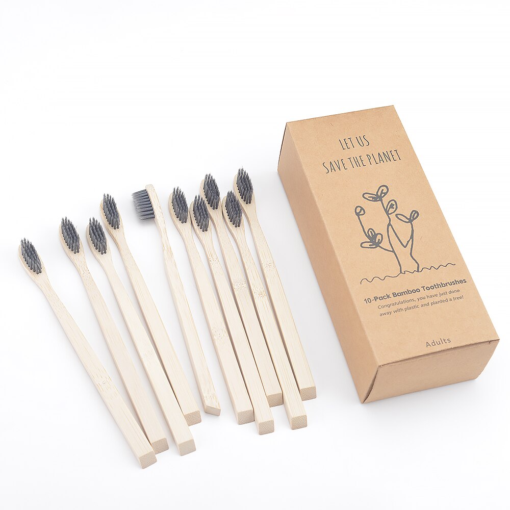 Adults Eco Friendly Toothbrushes 10PC Vegan Bamboo... – Grandado