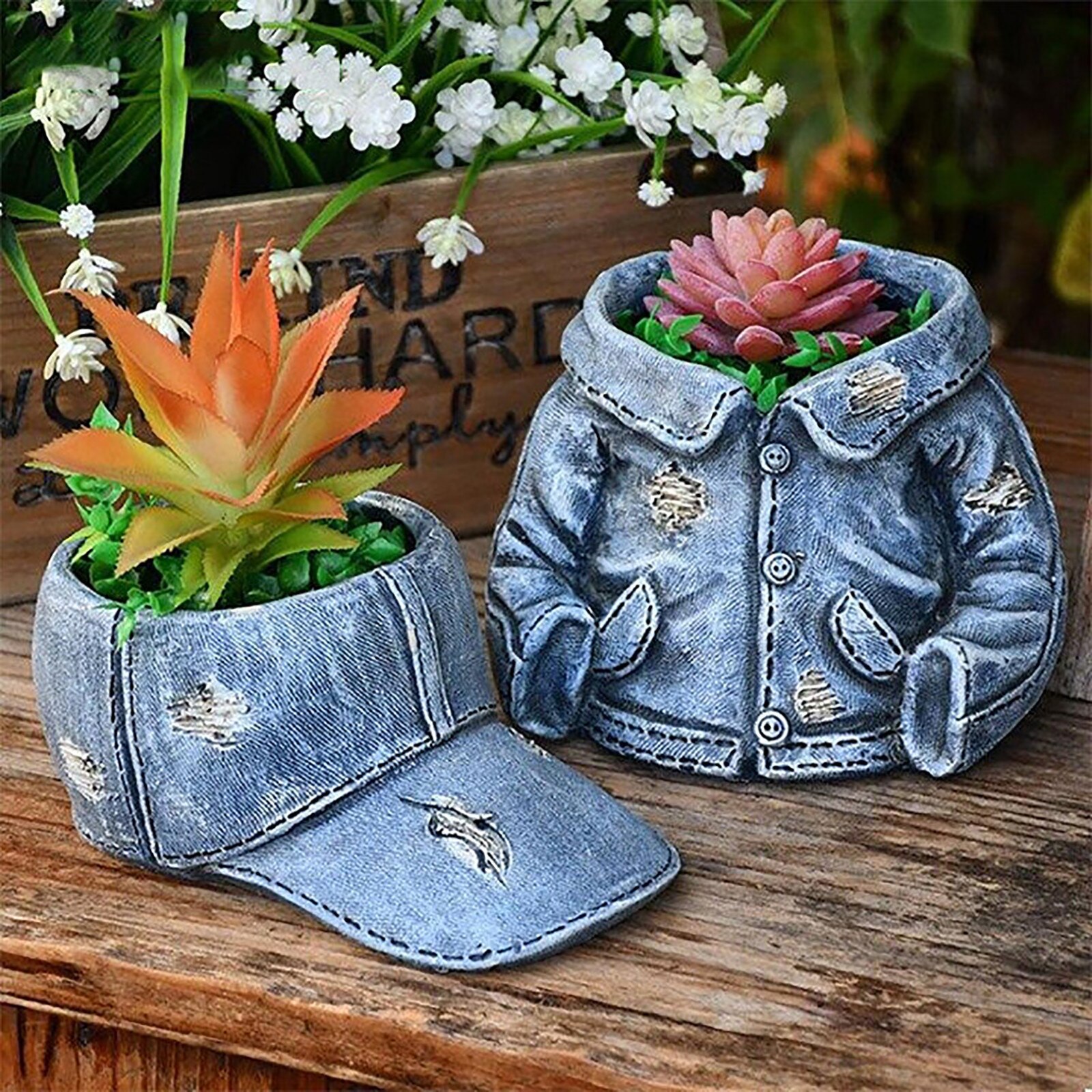 Denim Clothes Flower Pots Decoration Resin Flower ... – Vicedeal