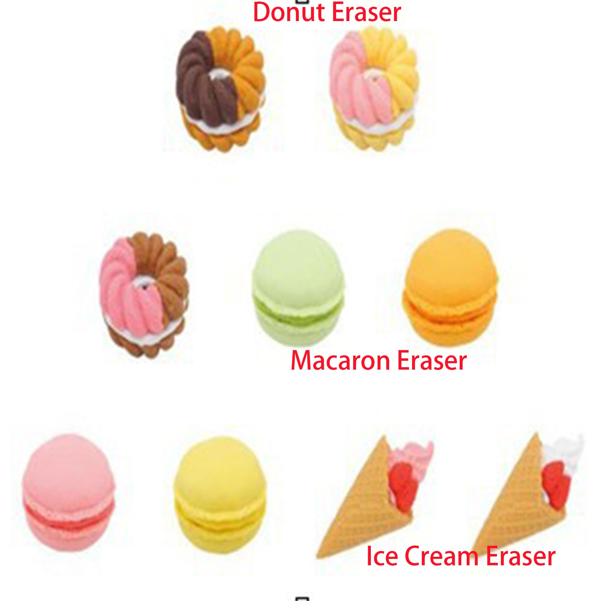 Macaron Donut Dessert Shape Eraser Colored Cartoon... – Grandado