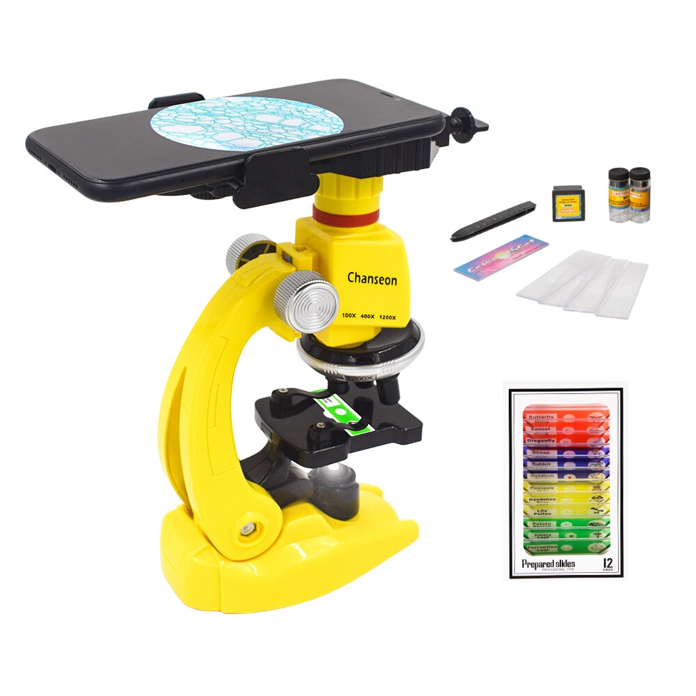 Microscope Kit Lab LED 100X-400X-1200X Home School... – Vicedeal