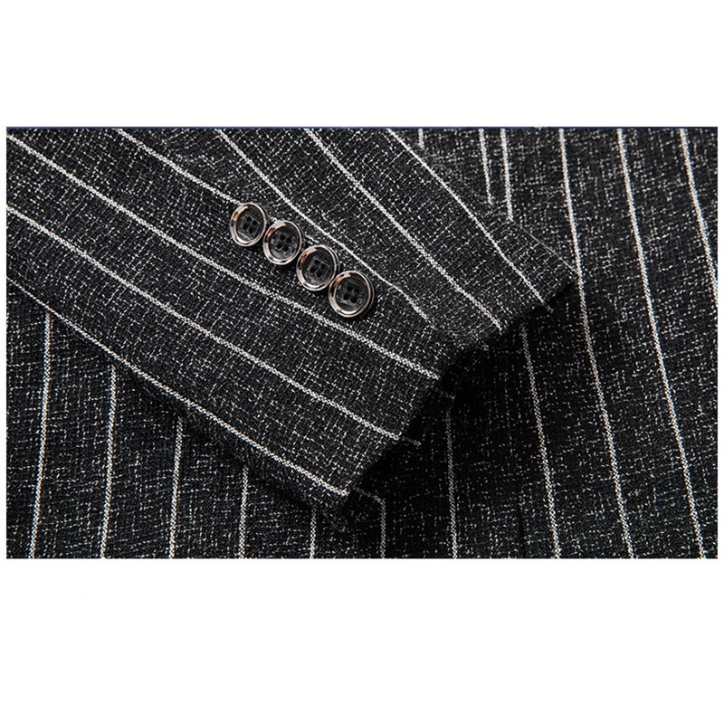 Shenrun Men Jacket Blazers Black Beige Blue Stripe... – Grandado