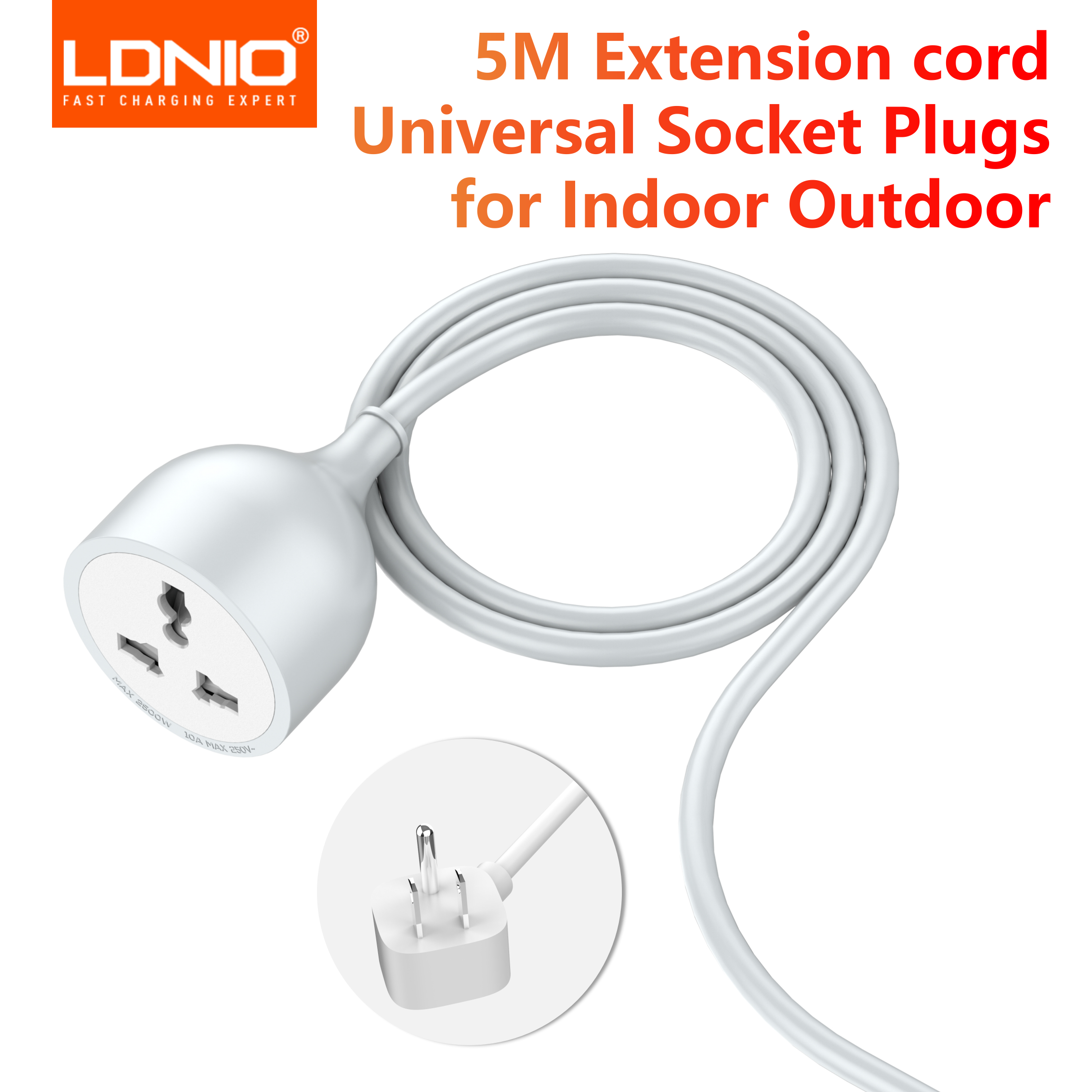 LDNIO Power Strip Extension Cord 5M Cable Universa... – Grandado