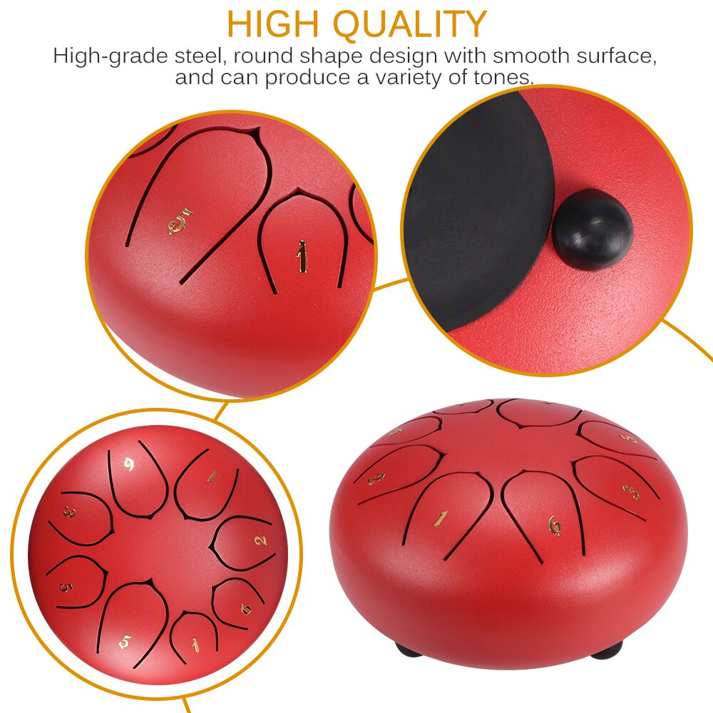 6 Inch Tongue Drum Steel Tongue Drum 8 Tune Hand P... – Grandado