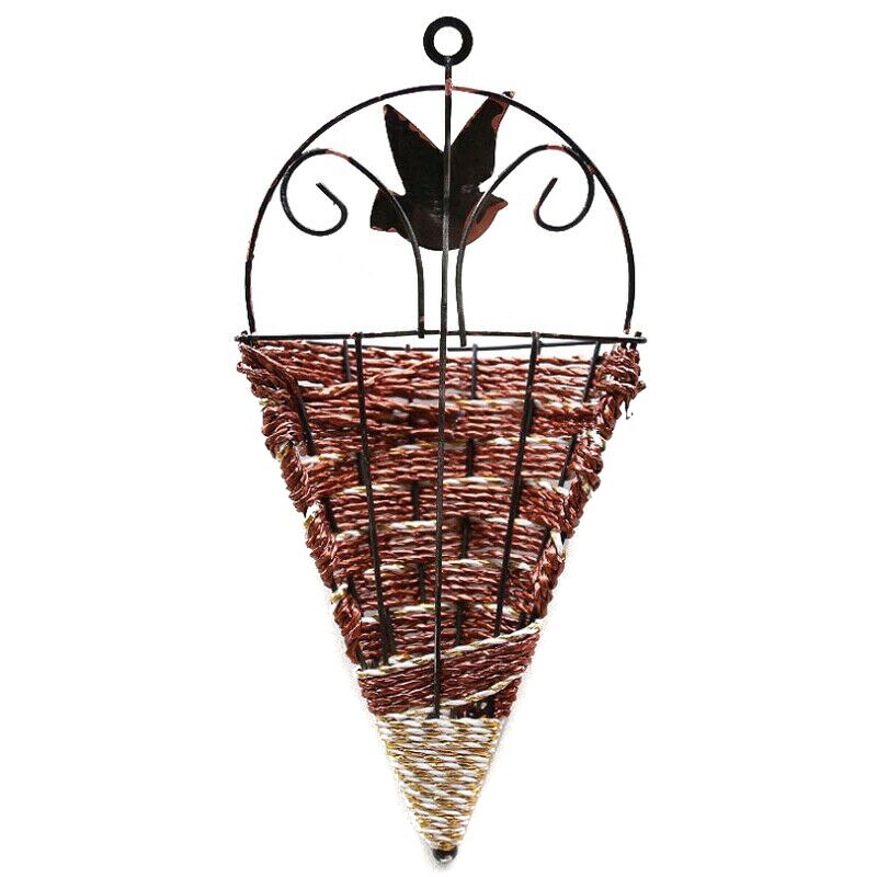 Rattan cone-shaped flower basket wall-mounted hand... – Grandado
