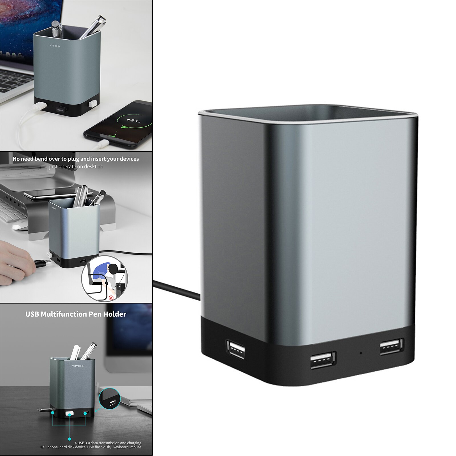 Pen Pencil Holder Multifunctional 4 Built-in USB C... – Vicedeal