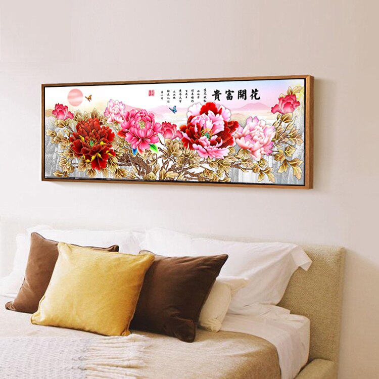 Beautiful peony flowers DIY DMC Needlework Embroid... – Grandado