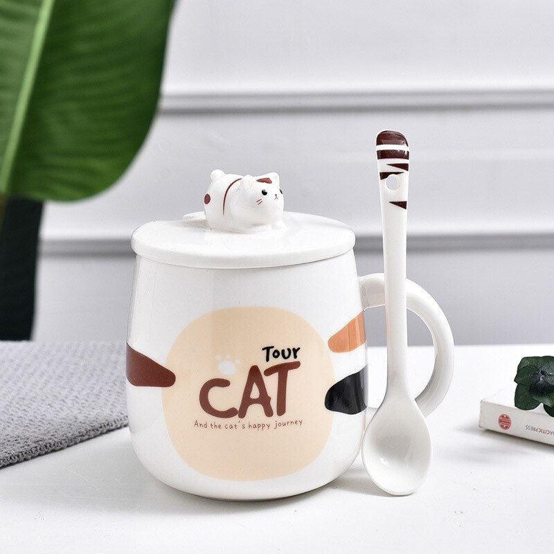 Color Cat Heat-resistant Mug Cartoon With Lid 450m... – Grandado