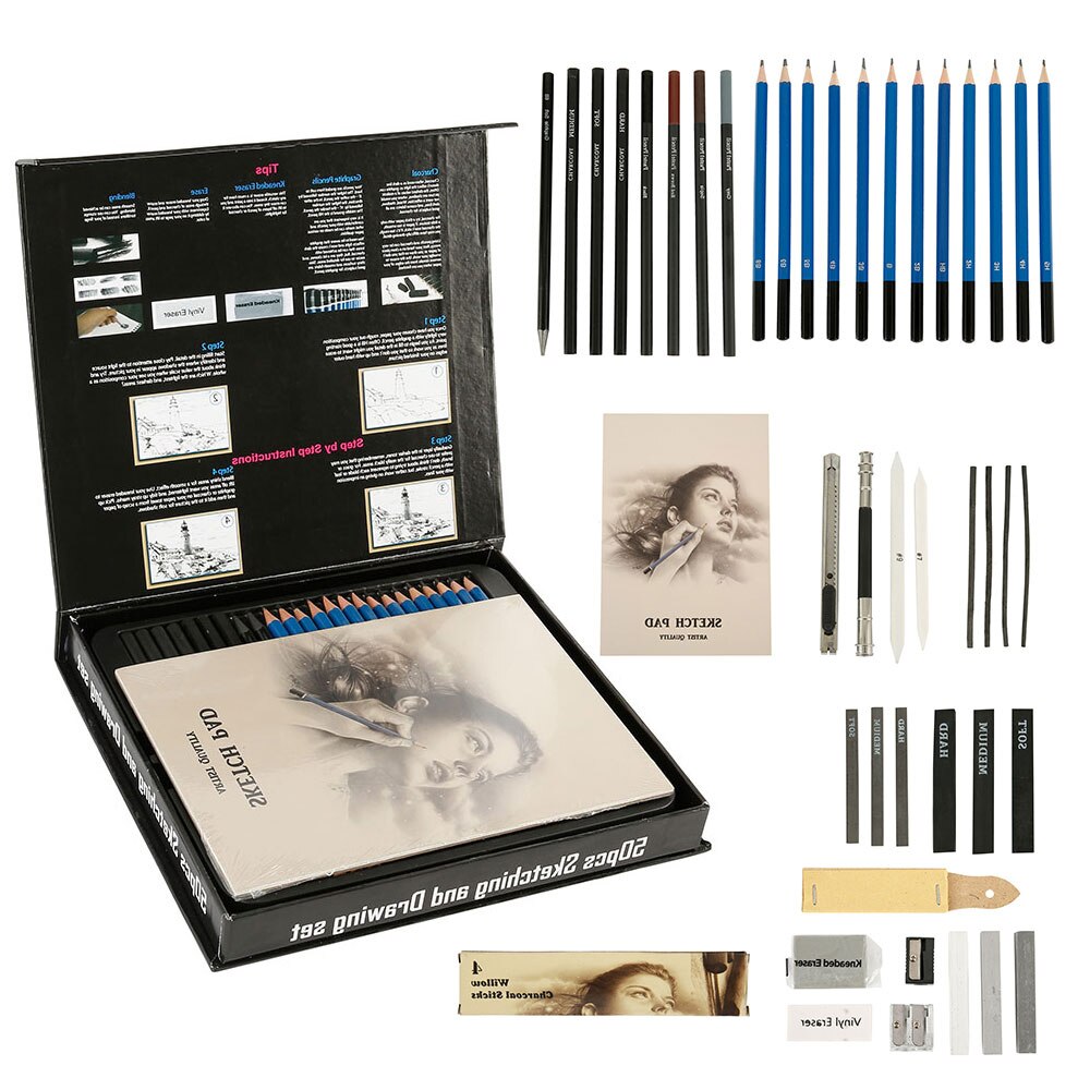 50pcs Sketching Pencils Set Drawing Wood Pencil Ki... – Grandado