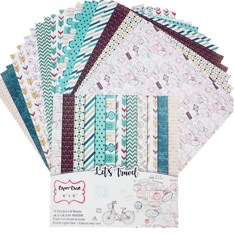 24 sheets 6"X6" Let's Travel patterned paper Pad S... – Vicedeal
