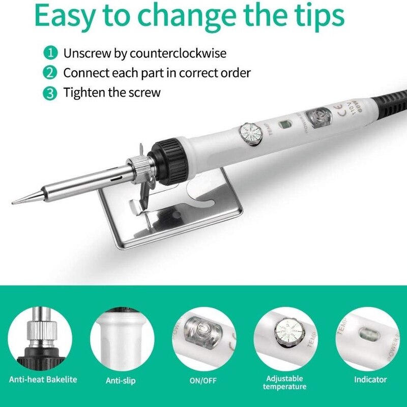 Electric soldering iron 60W Adjustable temperature... – Grandado