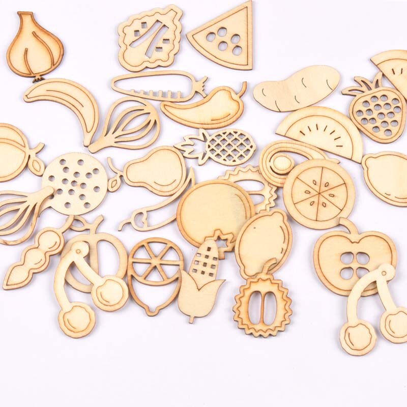 10-40mm Multi Mixed Fruits Pattern Wood Crafts Sup... – Grandado