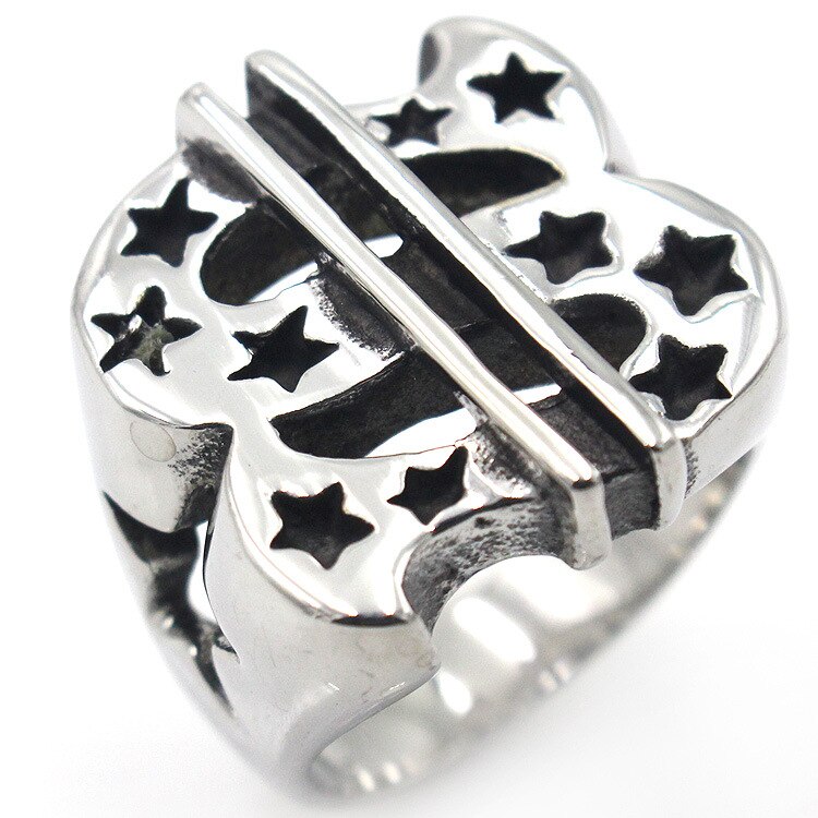 AsJerlya Retro Punk Man Titanium Steel Ring Star $... – Grandado