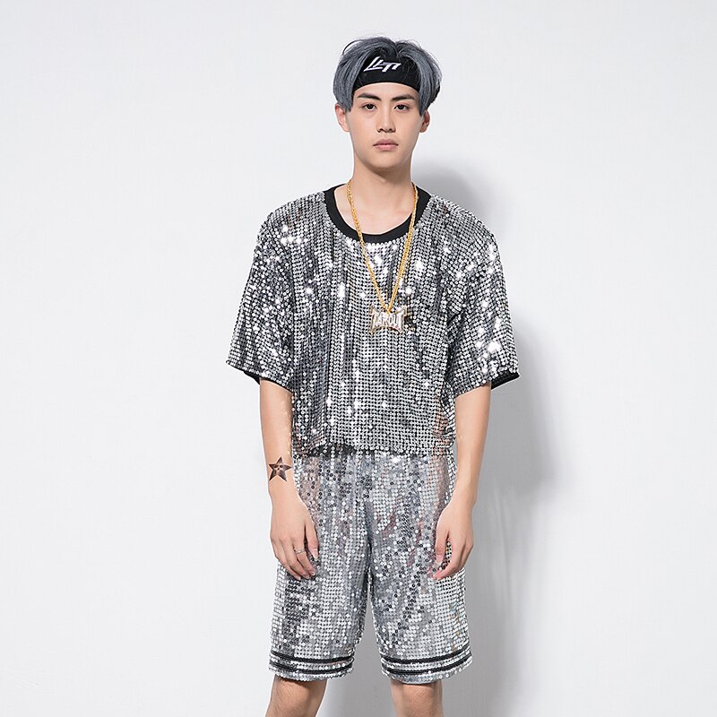 Sparkly Sequin Stage Costume Short Sleeve Jazz Dan... – Vicedeal