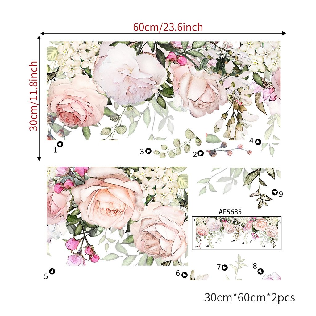 Watercolor Peony Wallpaper Pink Wall Stickers Livi... – Grandado