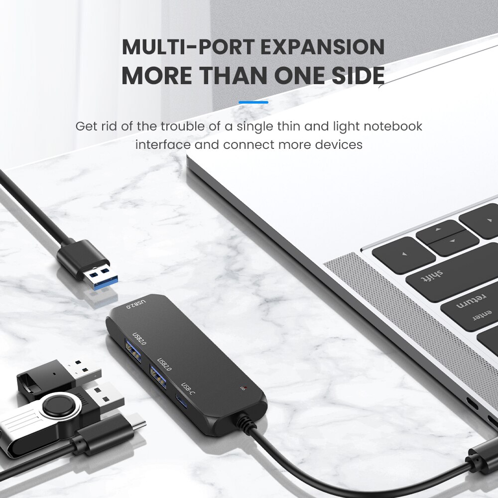 USB Typ C Hub 4 Hafen Multi USB 2,0 Adapter USB-C ... – Grandado