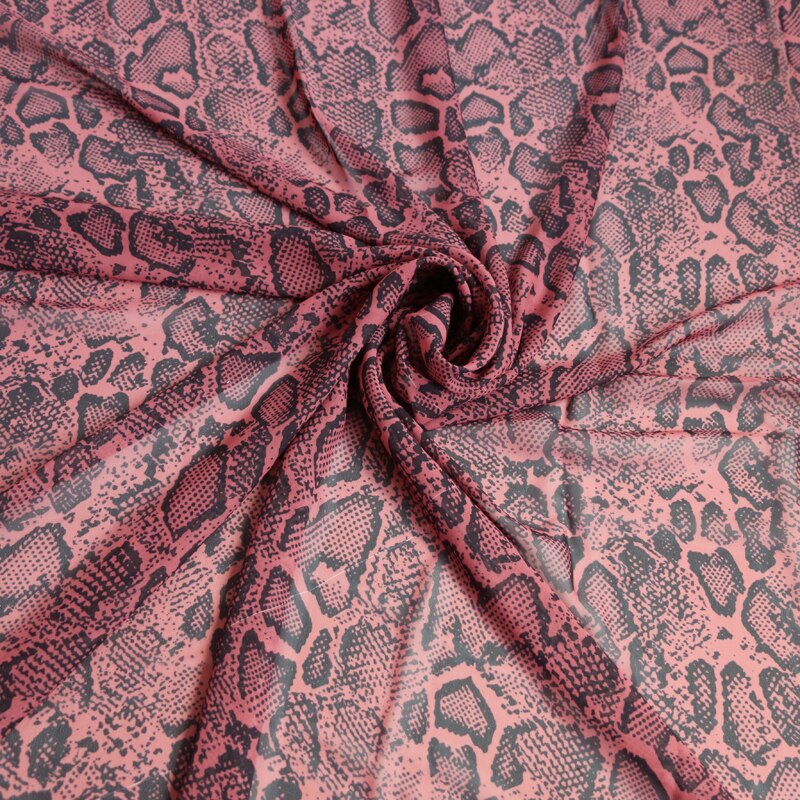 100cm*148cm Vintage Red Snake Print Chiffon Fabric... – Grandado