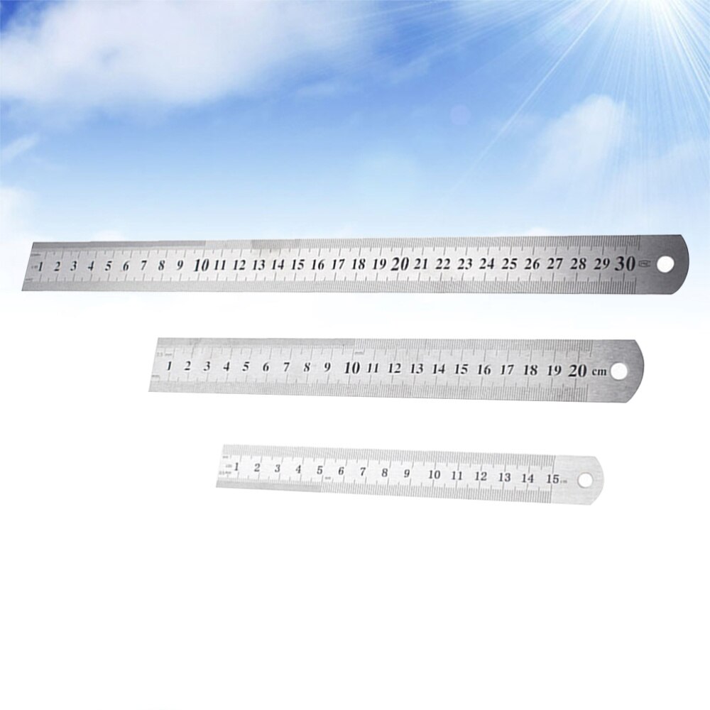 3 Pcs Stainless Steel Ruler Double Scale Ruler Mea... – Grandado