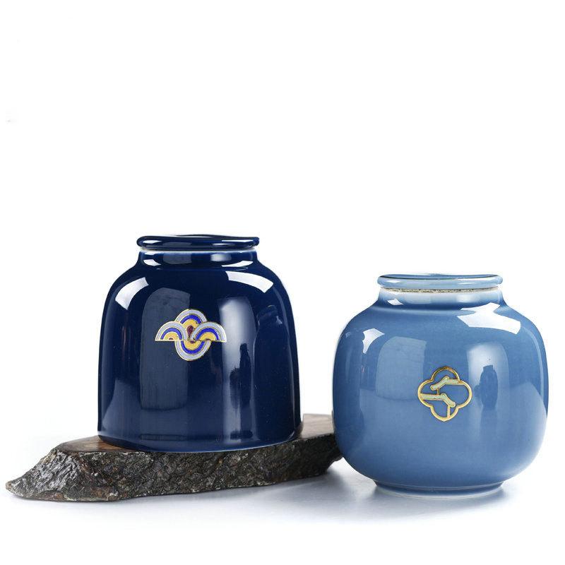 Blue Chinese Tea Caddies Blue Color Ceramic Tea Bo... – Grandado