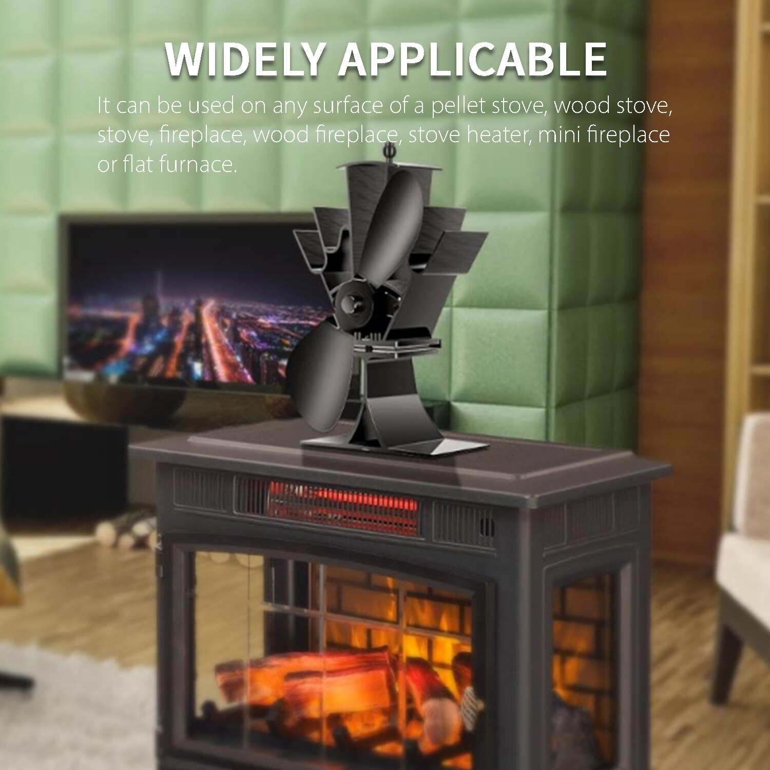 Black 2 Blades Heat Powered Stove Fan Log Wood Bur... – Grandado