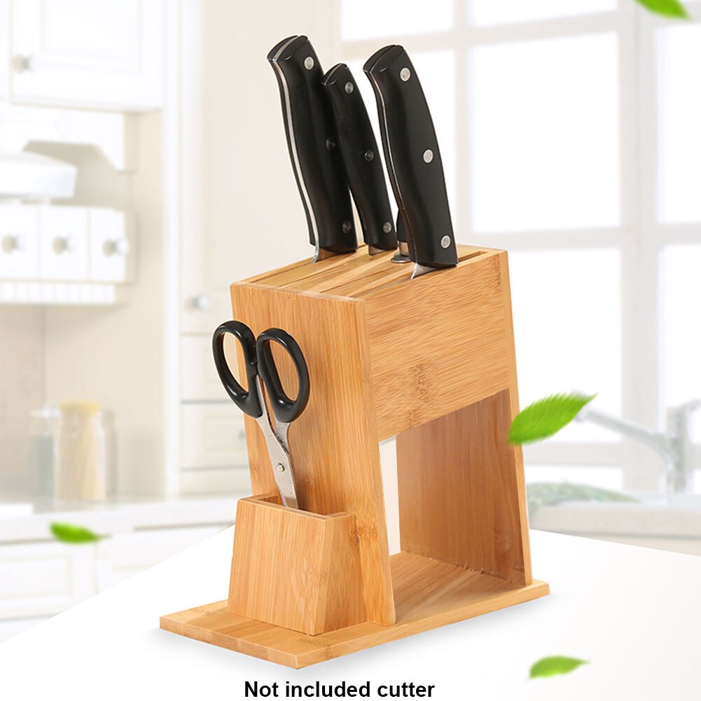 Knife Block Stand 7-Slot Bamboo Holder Safe Cutler... – Vicedeal