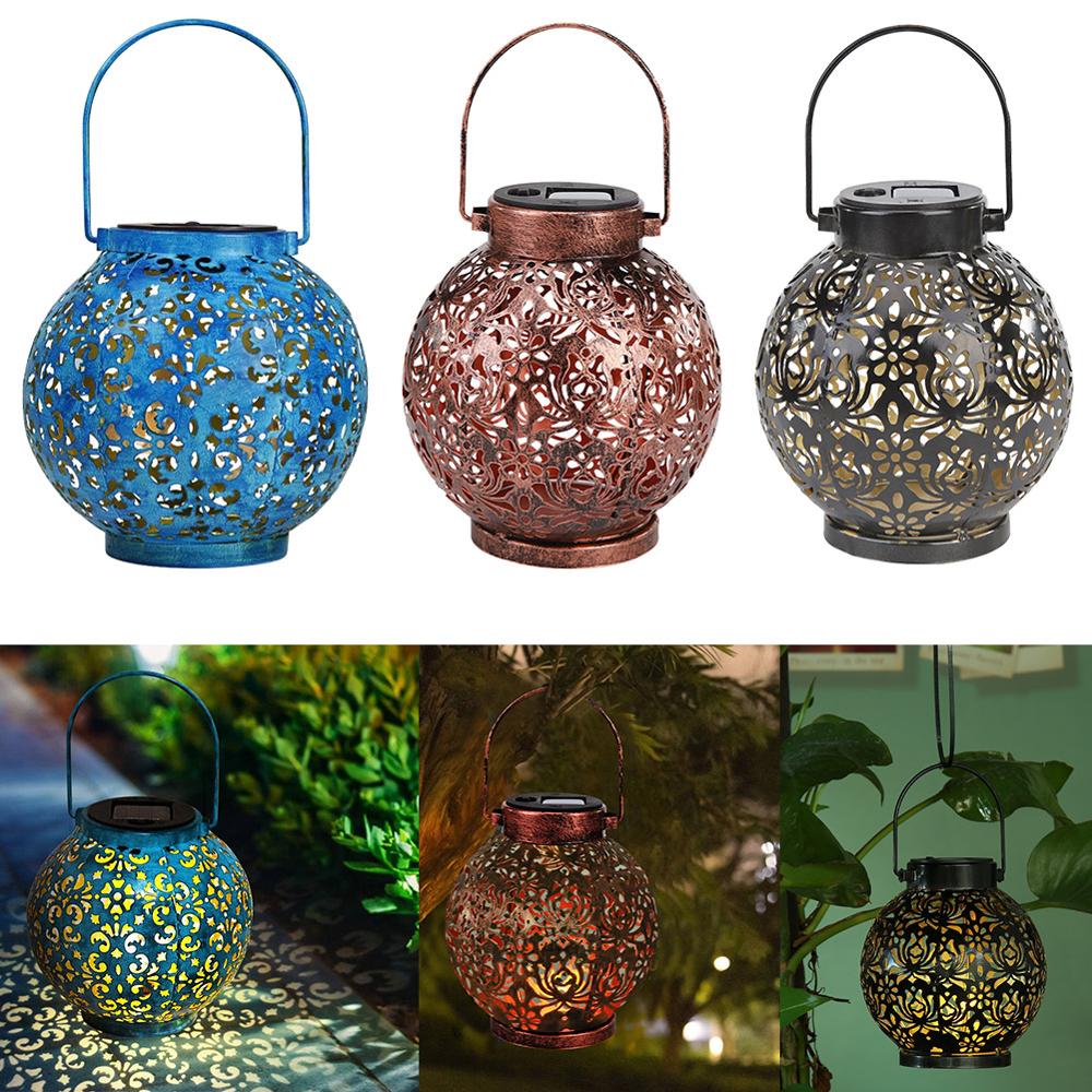 Solar LED Iron Art Hollow Lantern Light Outdoor De... – Vicedeal