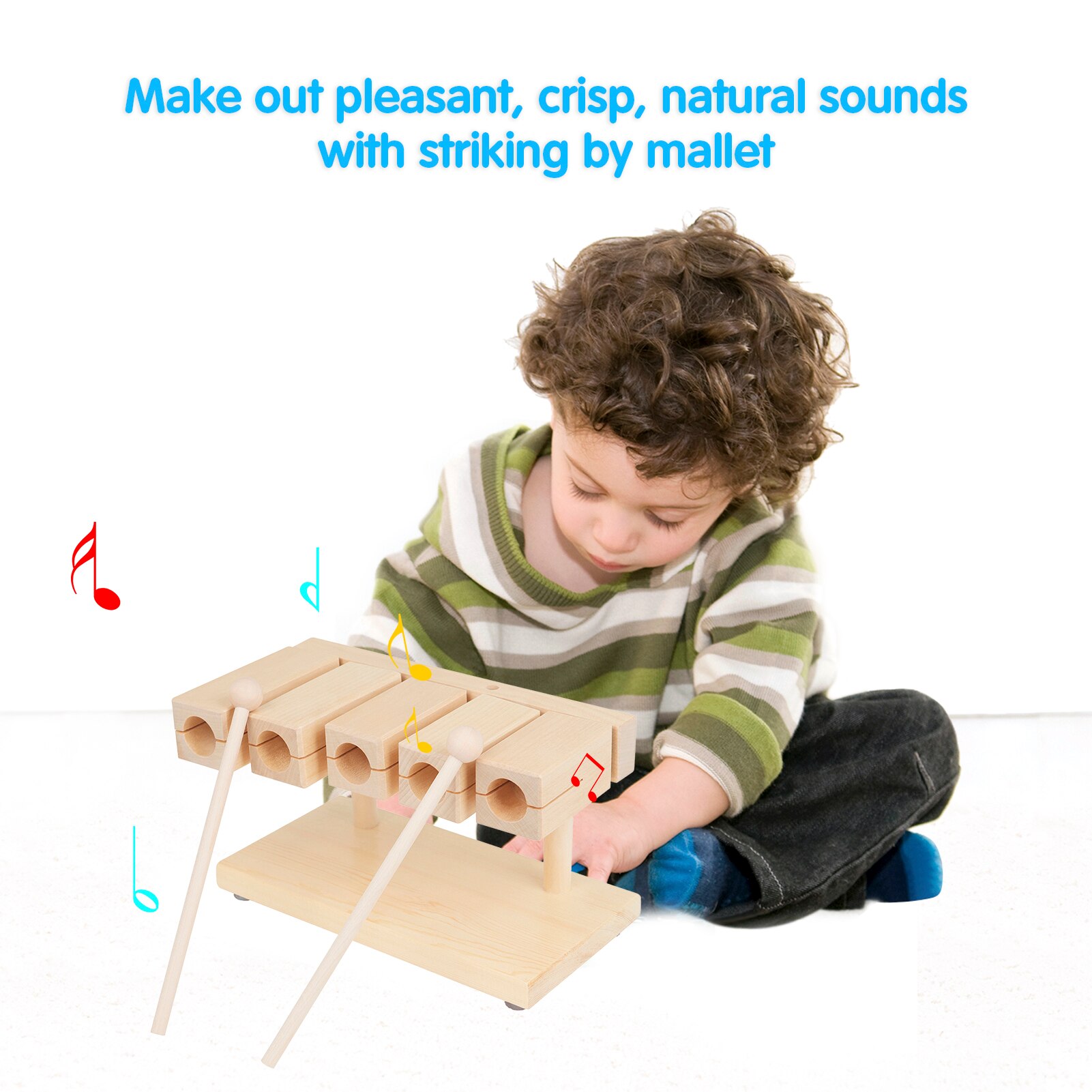 Wood Rhythm Block 5 Tones Wooden Percussion Block ... – Grandado