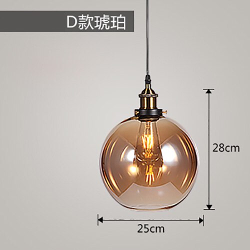 Simple Transparent Amber Glass Pendant Lamp E27 Li... – Grandado