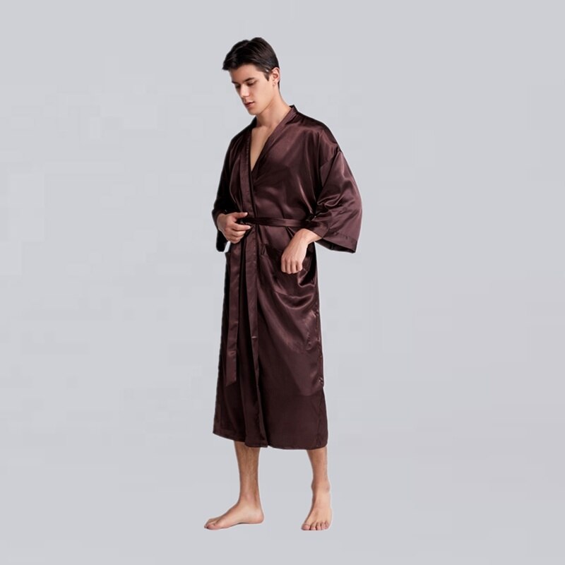 satin Silk Robe for men Sleepwear bathrobe Groomsm... – Vicedeal