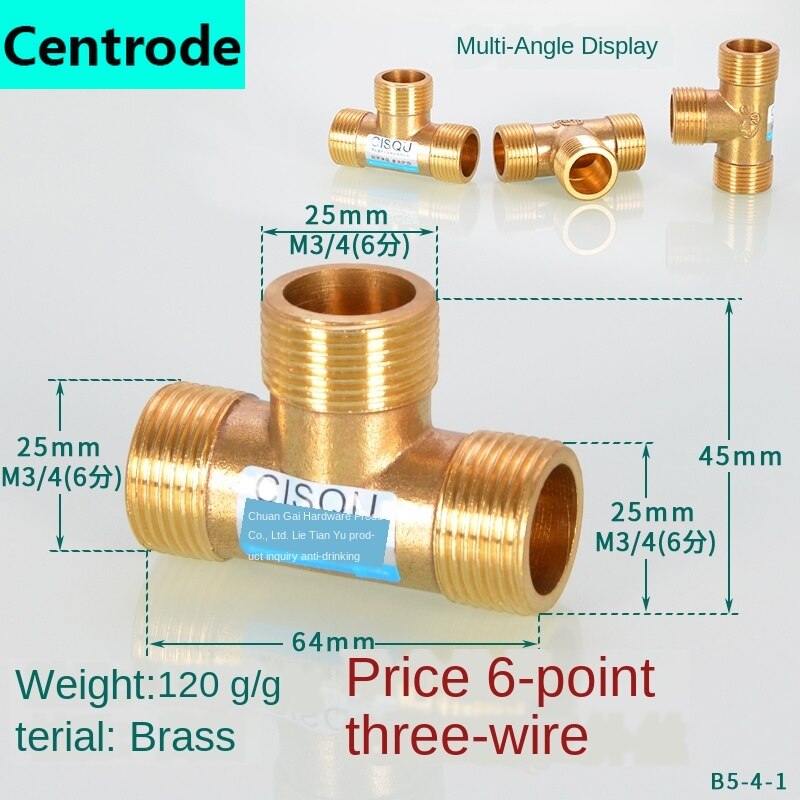 3/4IN, All Copper Fittings,1/2IN Thread, Three Lin... – Grandado