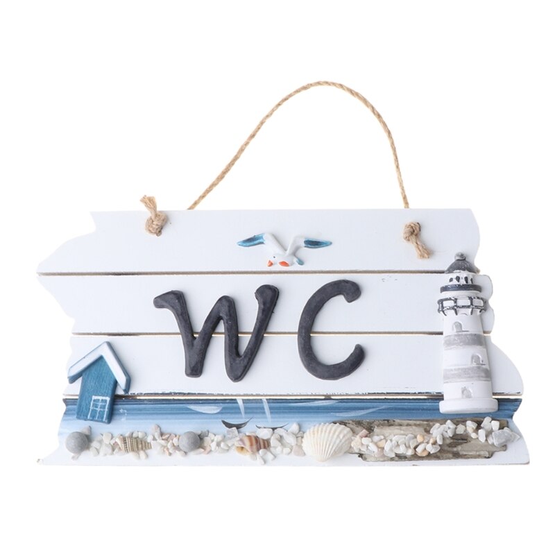 Mediterranean Style Carved WC Doorplate Wooden Doo... – Grandado