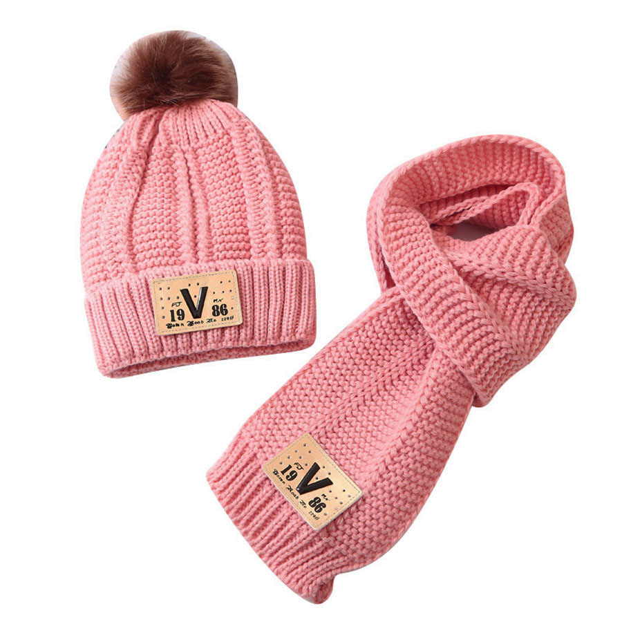 Kind Gebreide Bont Hoeden Sjaal Set Winter Meisje ... – Grandado
