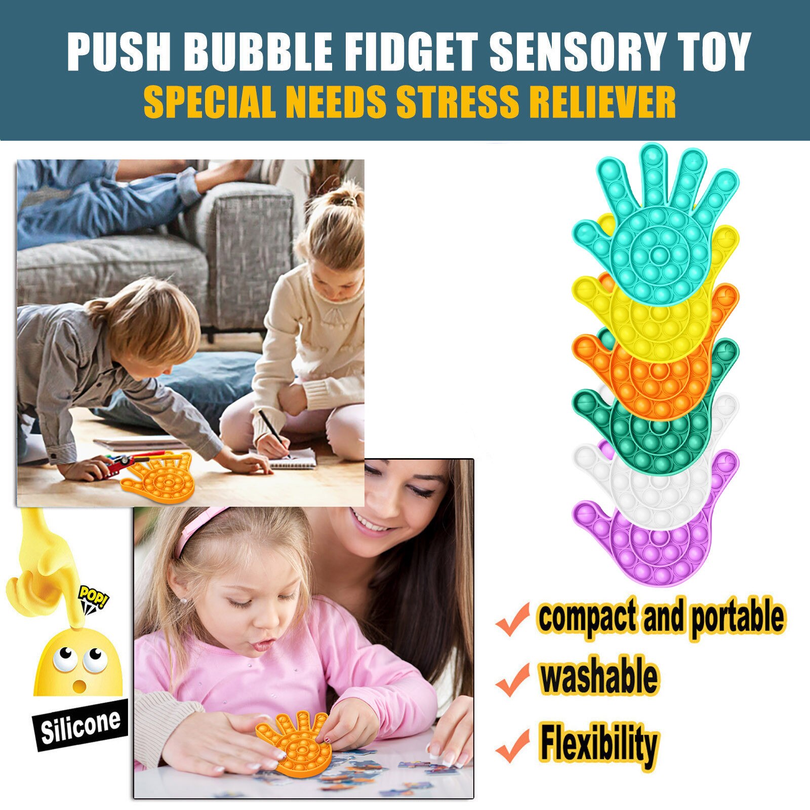 2PCS Push Pop Bubble Sensory Fidget Toy Funny Squi... – Grandado