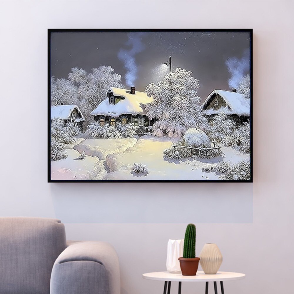 HUACAN DIY Pictures By Numbers Winter Scenery Kits... – Grandado