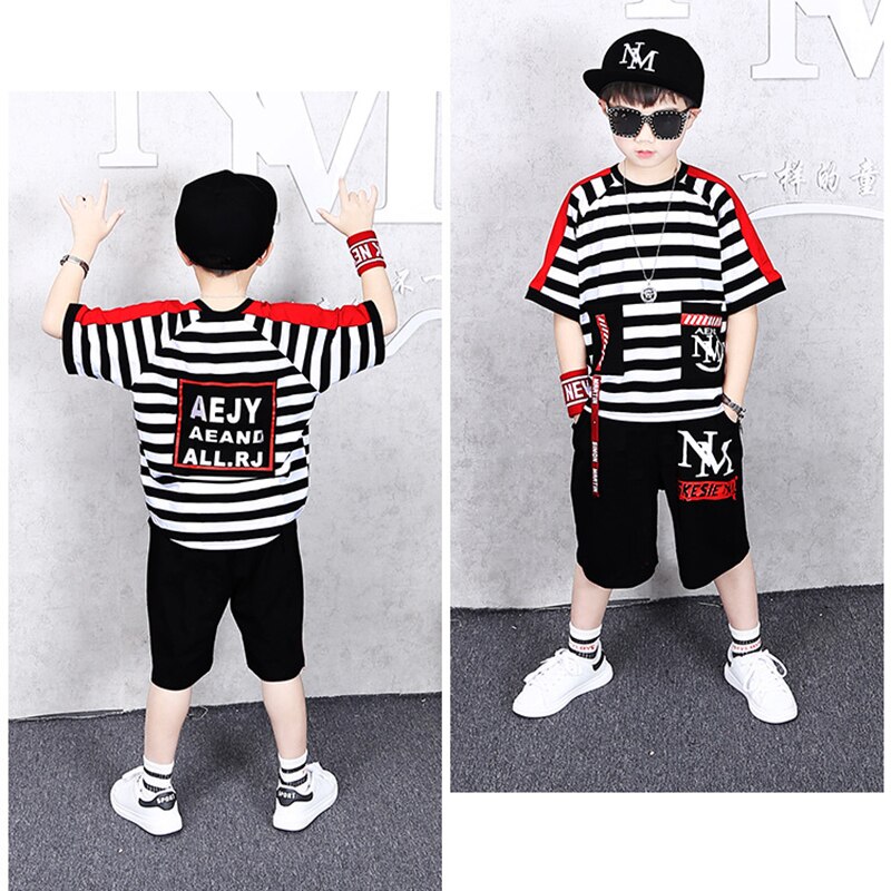 Summer Clothing Set Kids Boys Summer Striped Big C... – Grandado