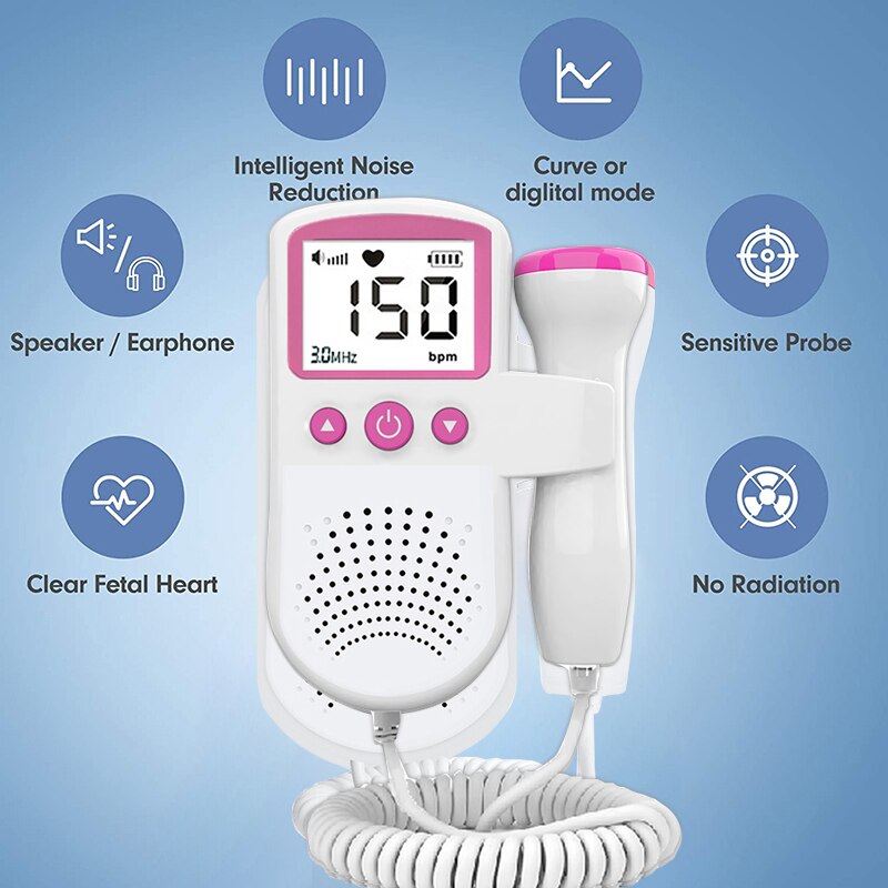 Prenatal Doppler Fetal Baby Heart Rate Monitor Hom... – Vicedeal