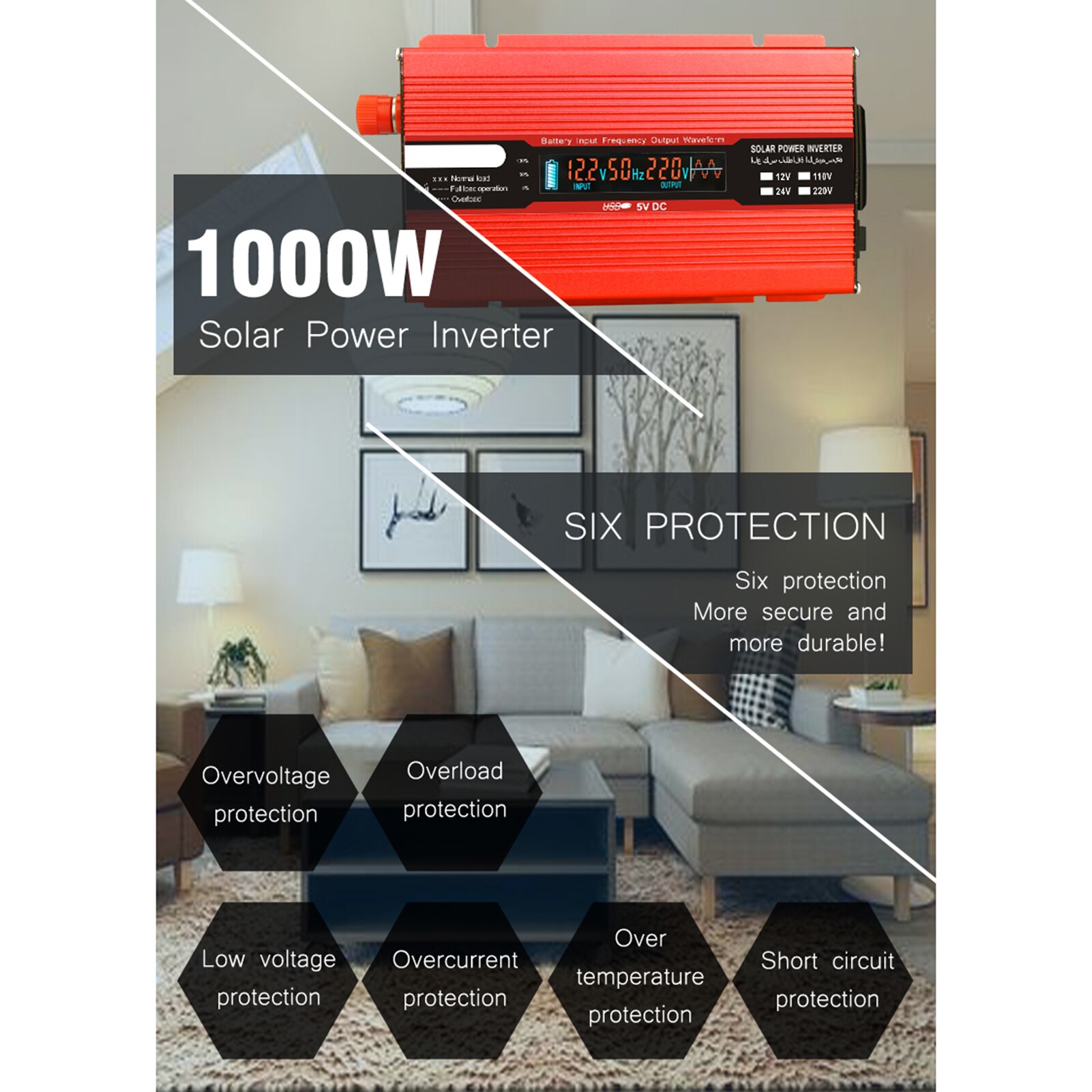 Voltage Converter Continuous power 1000W Peak powe... – Grandado