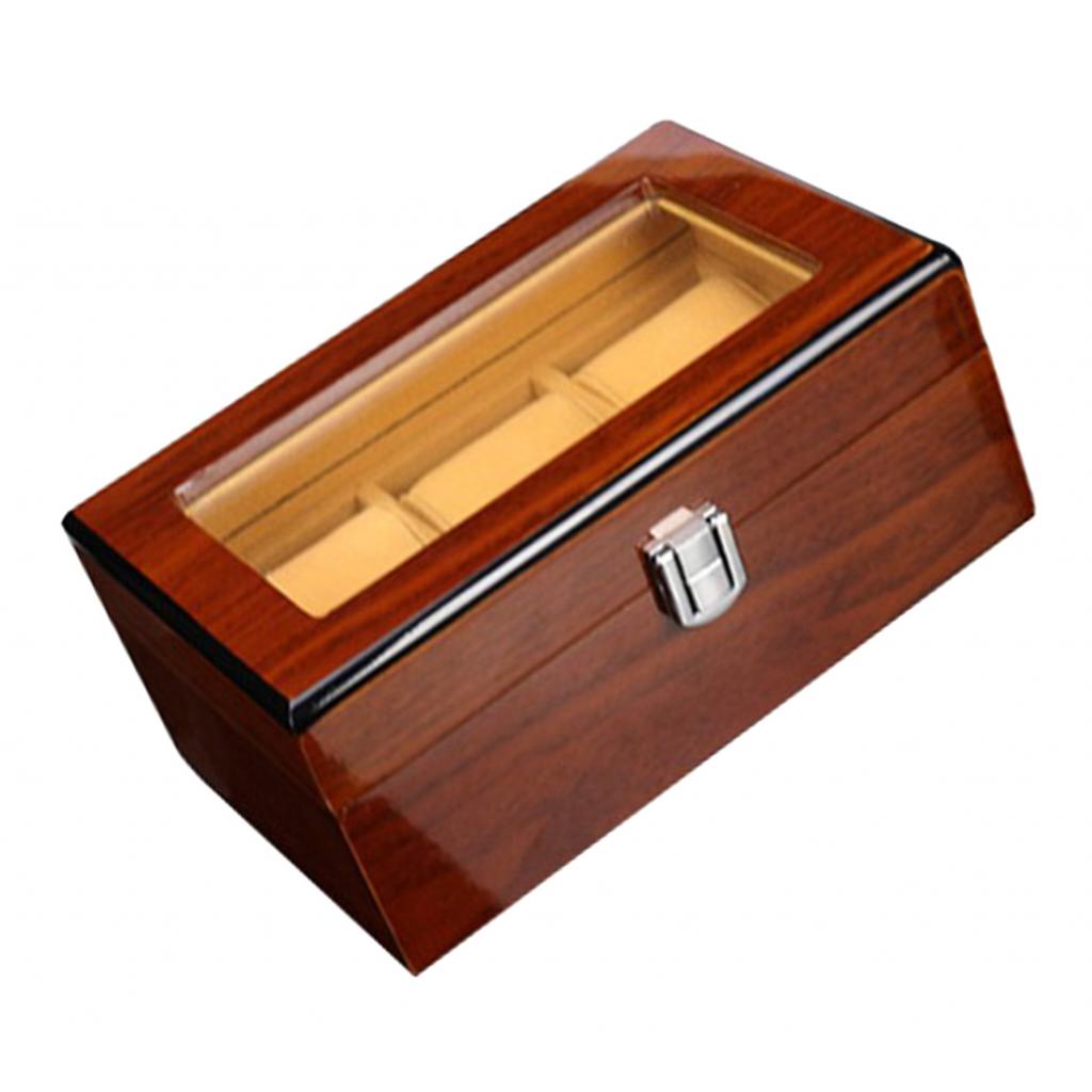 Solid Wooden Watch Box Display 3 Slots Jewelry Org... – Grandado