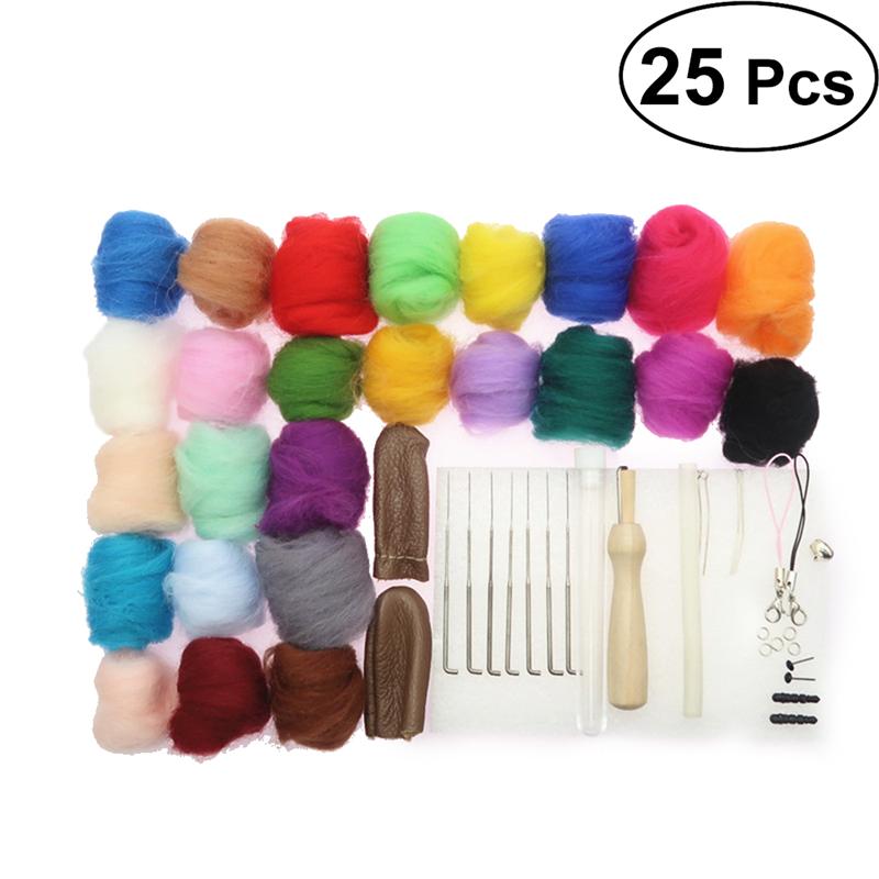 1 Set Needle Felting Wool Kit 25 Color Wool Roving... – Vicedeal