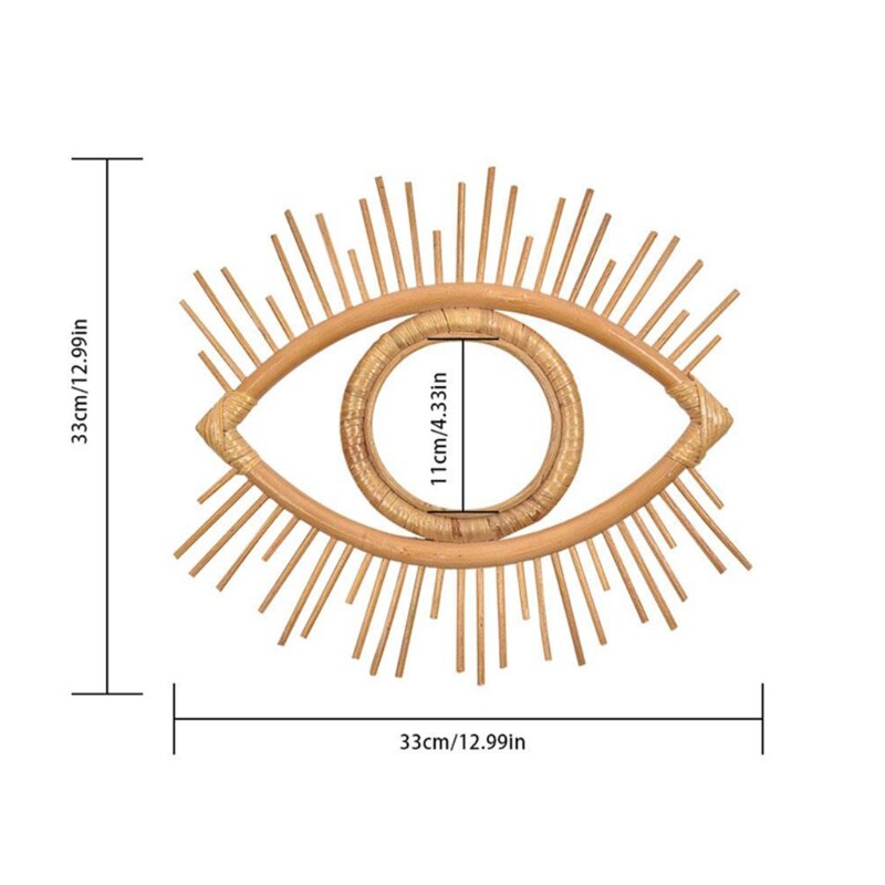 Eye Shape Decor Mirror Picture Frame Rattan Art De... – Grandado